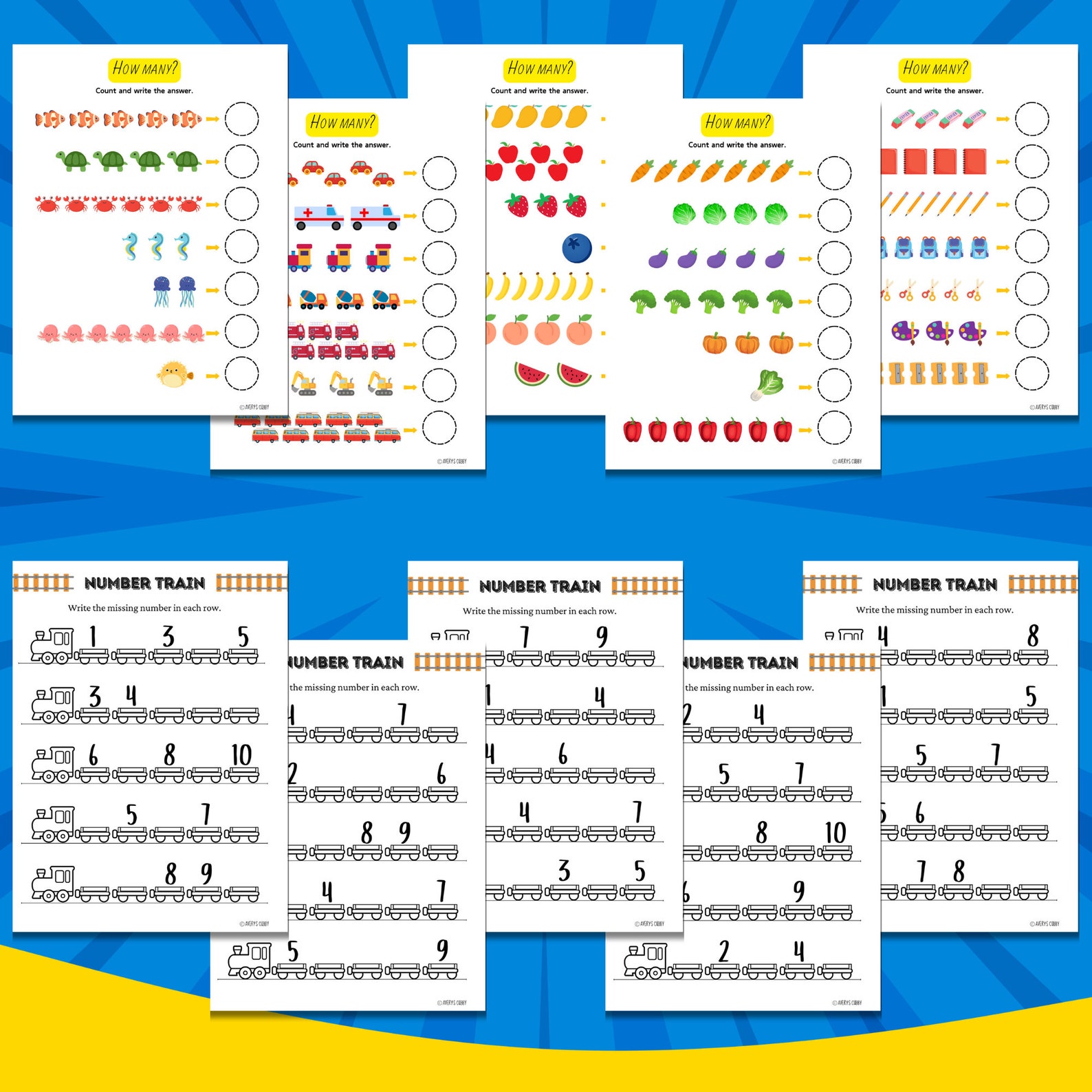 Learn to Count and Color Numbers 1 to 10 Preschool Practice Writing ...