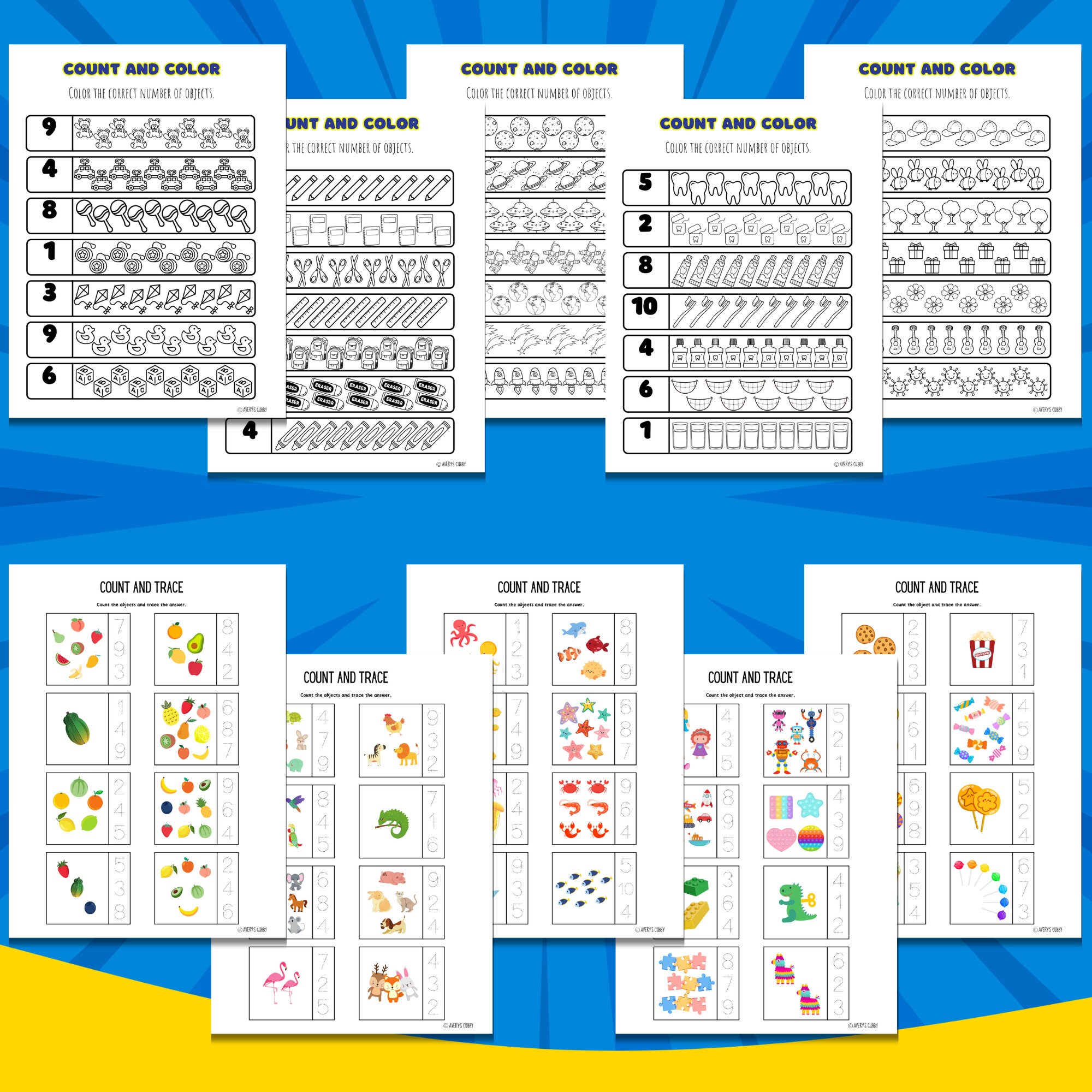 Learn to Count and Color Numbers 1 to 10 Preschool Practice Writing ...