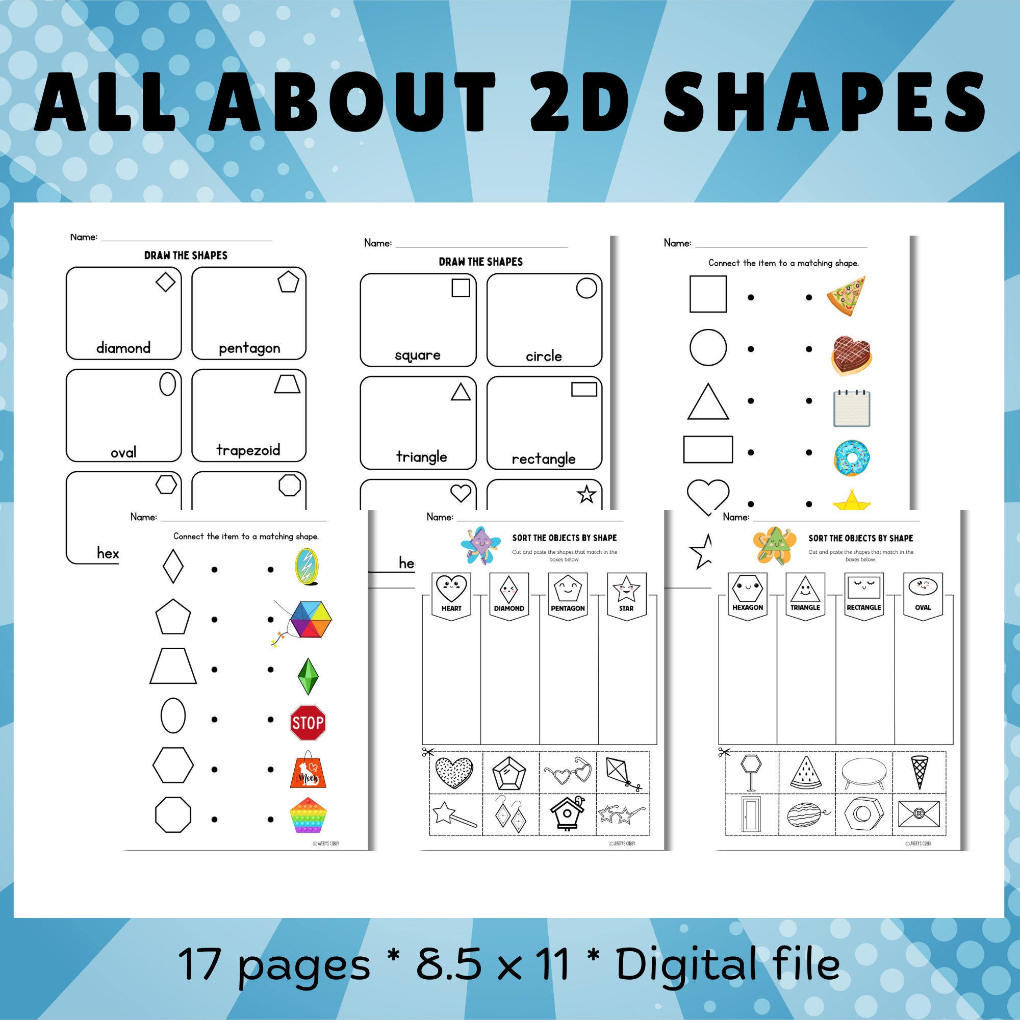 17 Pages All About Shapes Printable Worksheets, Drawing, Tracing ...