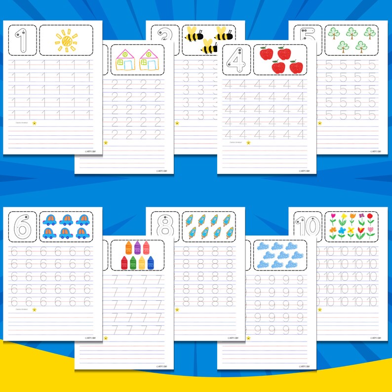 Learn to Count and Color Numbers 1 to 10 Preschool Practice Writing ...