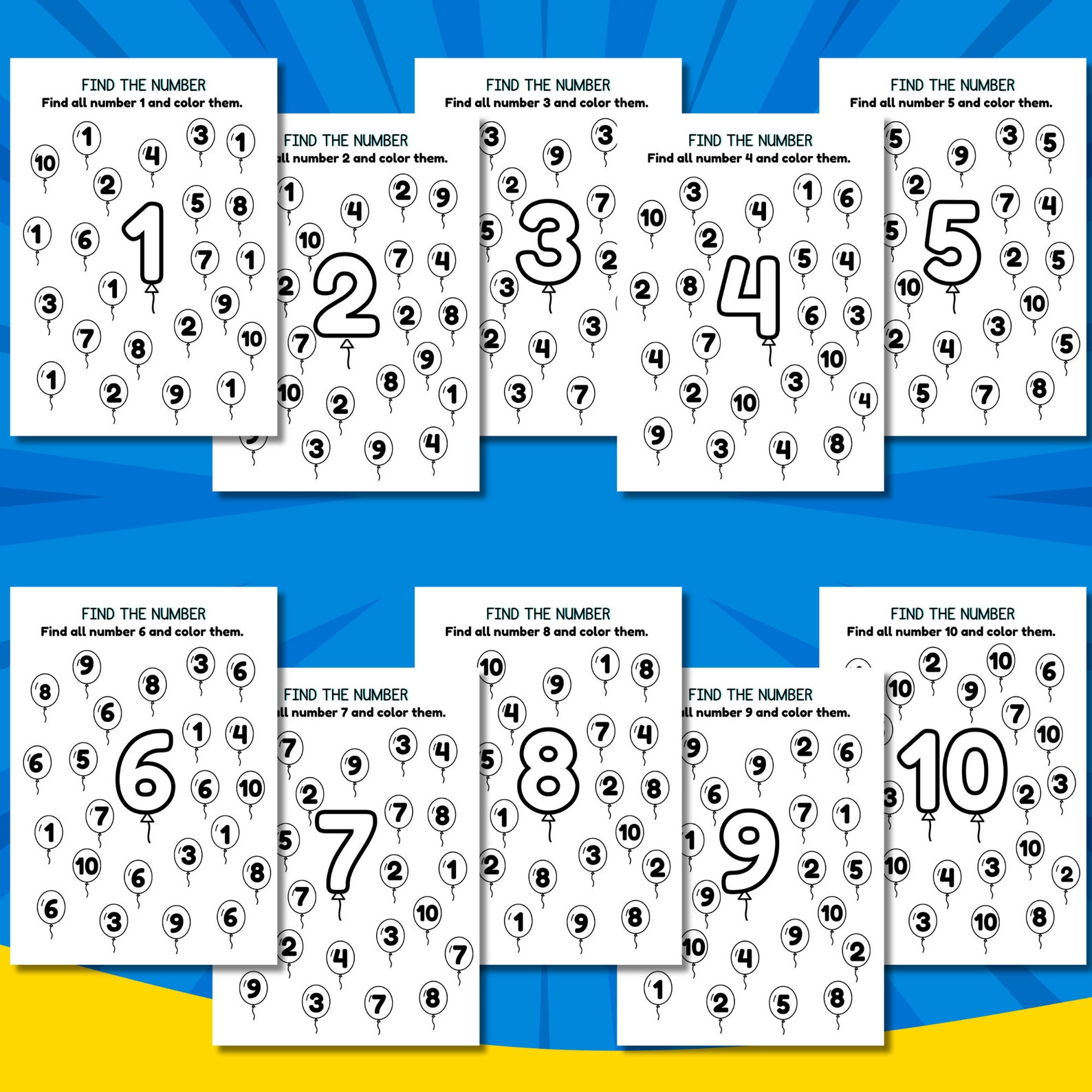 Learn to Count and Color Numbers 1 to 10 Preschool Writing Practice - Etsy