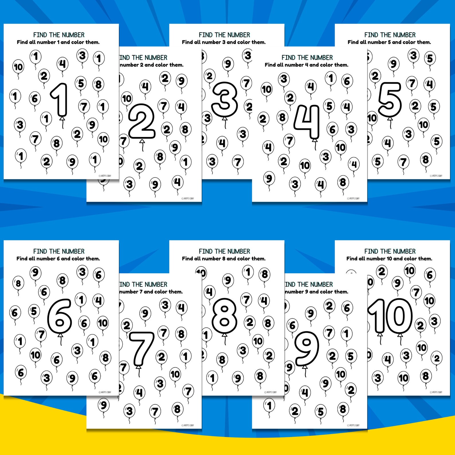 Learn to Count and Color Numbers 1 to 10 Preschool Practice Writing ...