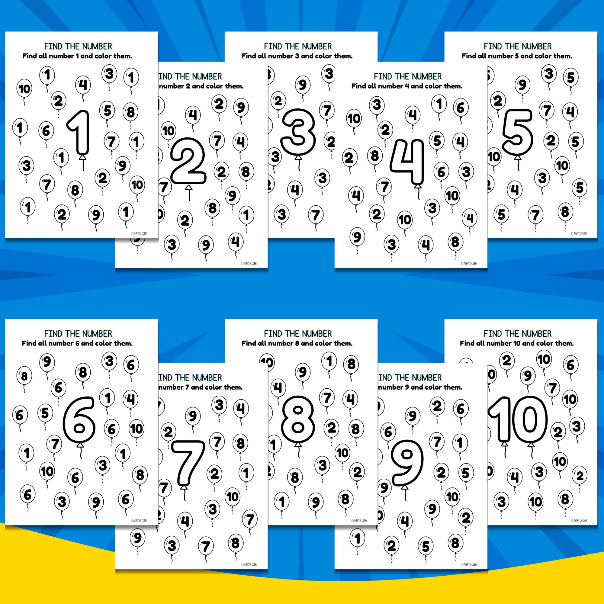 Learn to Count and Color Numbers 1 to 10 Preschool Practice Writing ...
