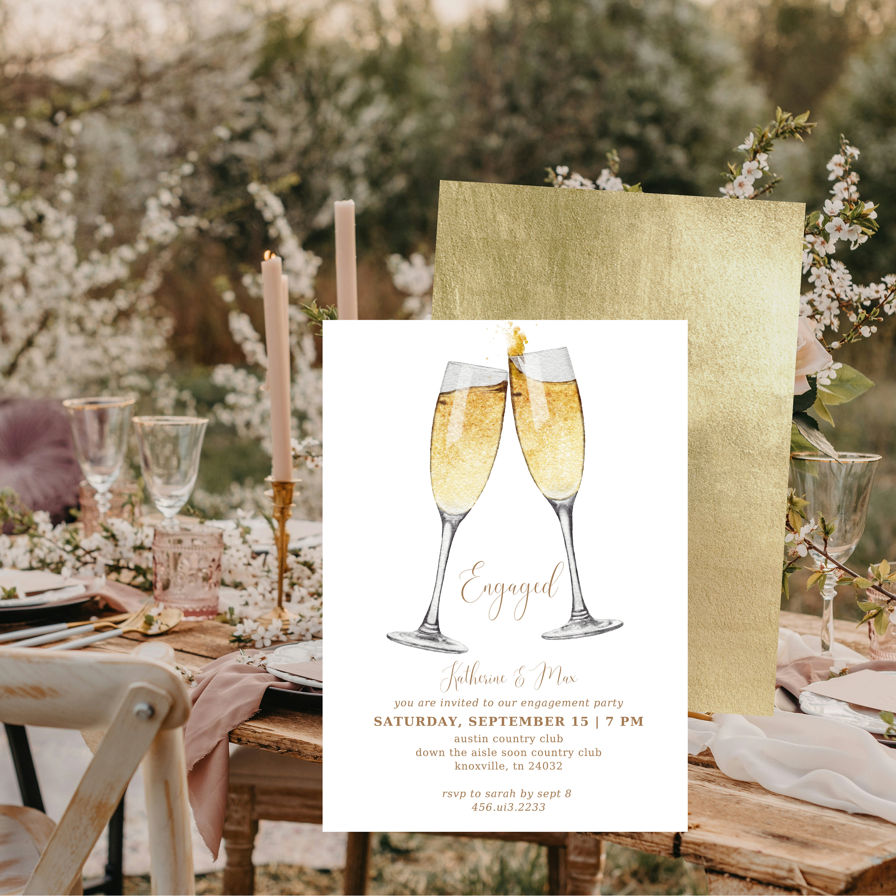 Digital Champagne Toast Engagement Party Invitation, Engagement Party ...