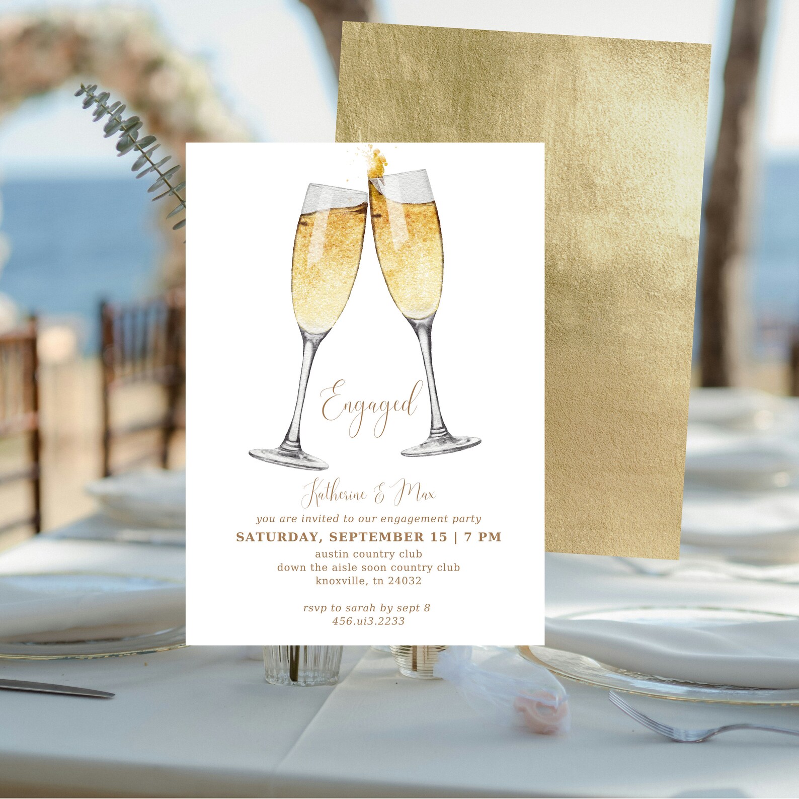 Digital Champagne Toast Engagement Party Invitation, Engagement Party ...