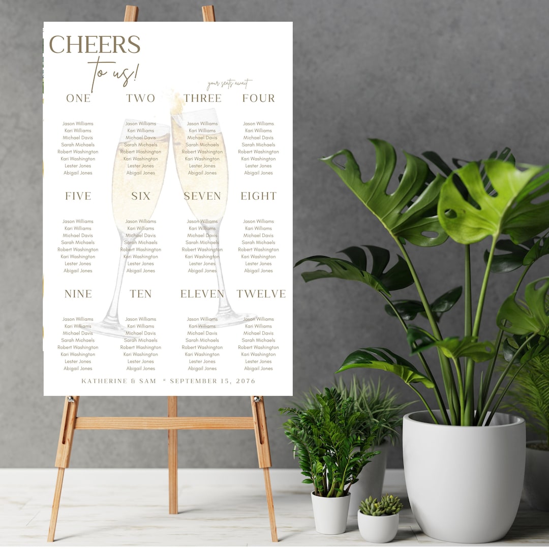 Digital Cheers to Us Champagne Seating Chart, Digital Seating Chart ...