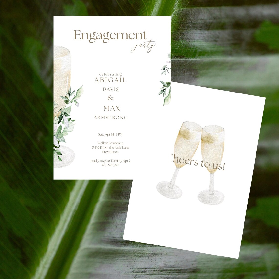 Digital Champagne Cheers to Us Engagement Party Invitation, Engagement ...