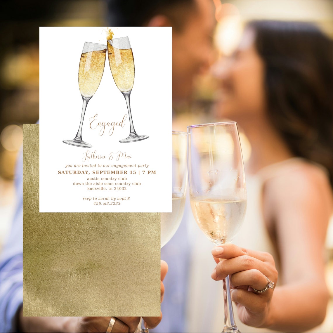 Digital Champagne Toast Engagement Party Invitation, Engagement Party ...
