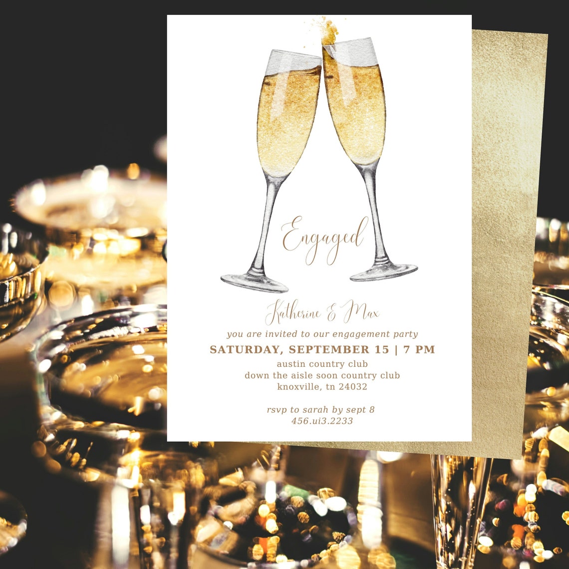 Digital Champagne Toast Engagement Party Invitation, Engagement Party ...