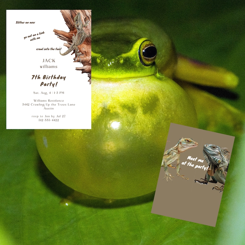 Digital Slither on Over Lizard Birthday Party Invitation, Lizard ...