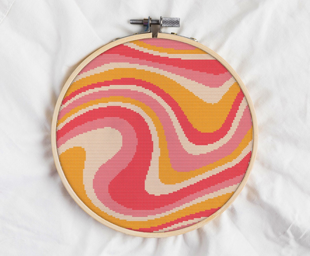 Trippy Threads: Cross Stitch PDF Pattern | Groovy Abstract Colorful ...