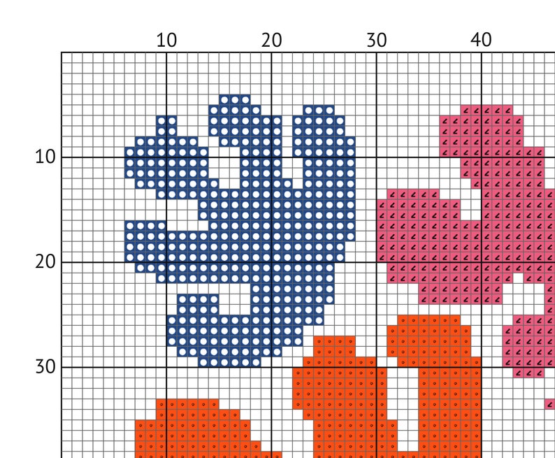 Spring Flowers: Cross Stitch PDF Pattern Modern Colorful Illustration ...