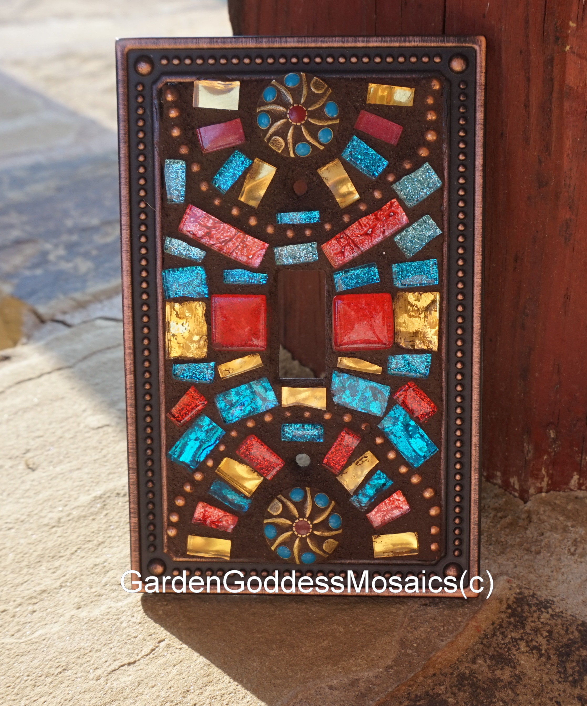 Mosaics Handcrafted Mosaic Electrical Outlet Plate Purple Art Deco Art ...