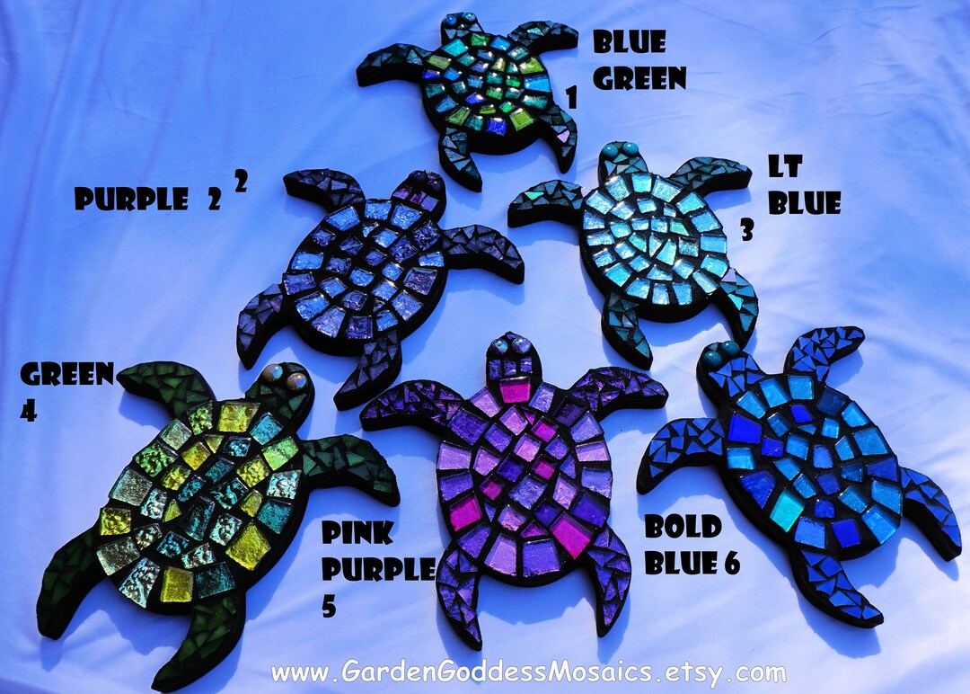Handmade Mosaic Turtle Wall Art: Stained Glass Sea Decor (8 Inch) - Etsy