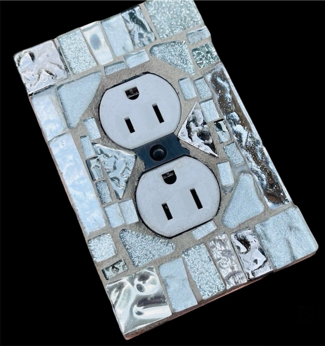 DUPLEX Light Switch Cover Gry Silver Mosaic Art - Etsy