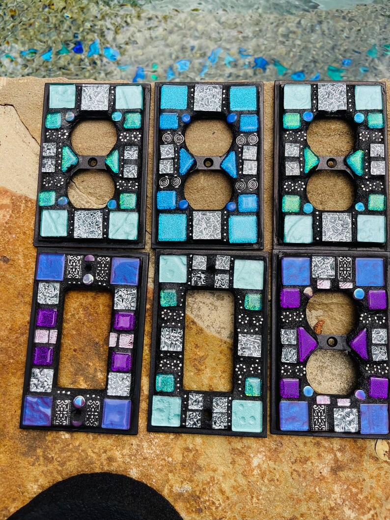 Light Switch Plate Cover ROCKER Purple Silver Embellishment - Etsy