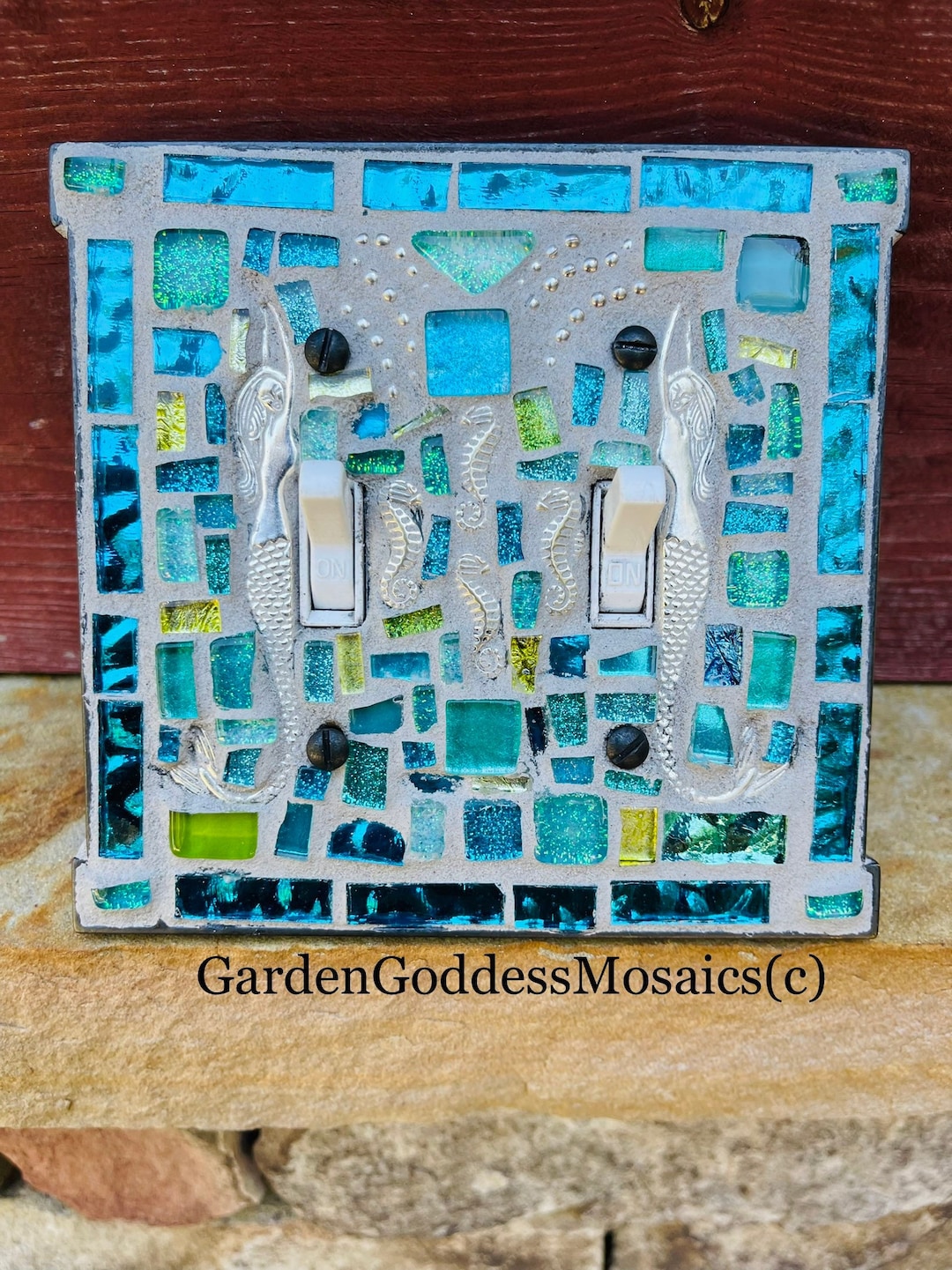 Mermaid Mosaic Light Switch Covers Double Toggle Plate CUSTOM ...