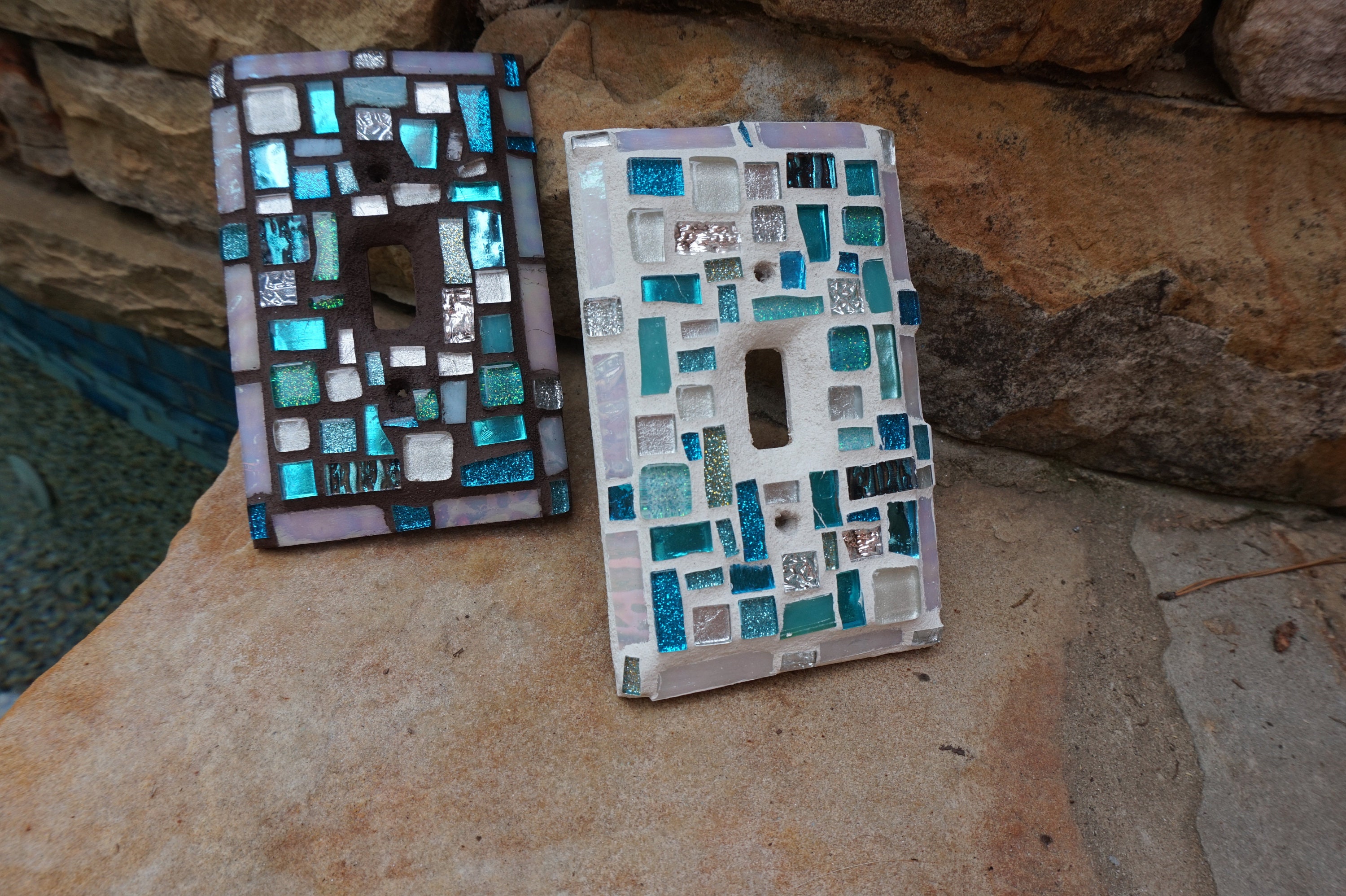 Mosaic light Switch plate cover stained glass ceramic tile | Etsy