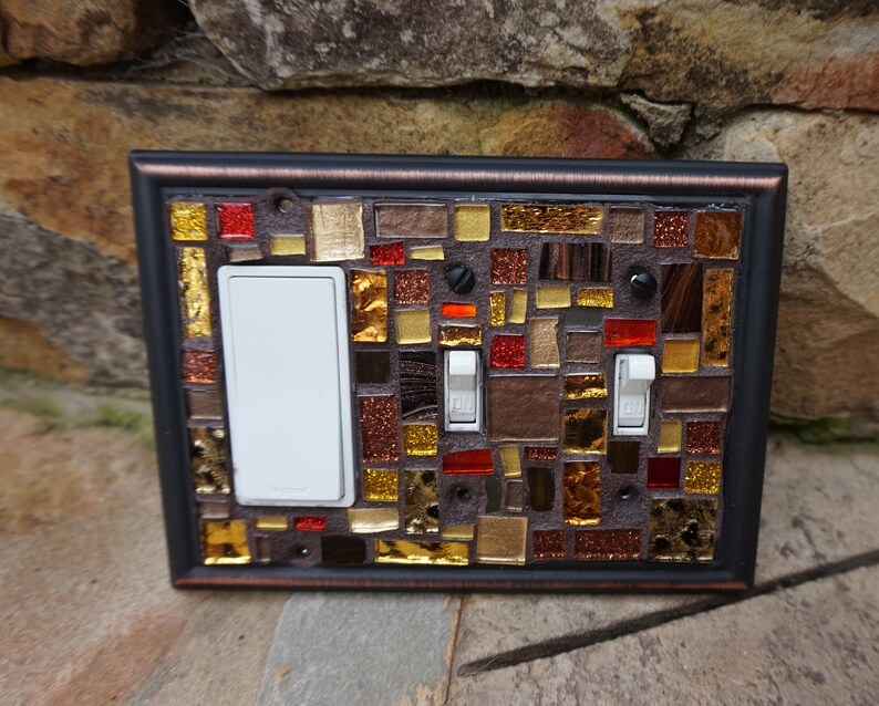 Mosaic light switch plates cover stained glass decor art tiles | Etsy
