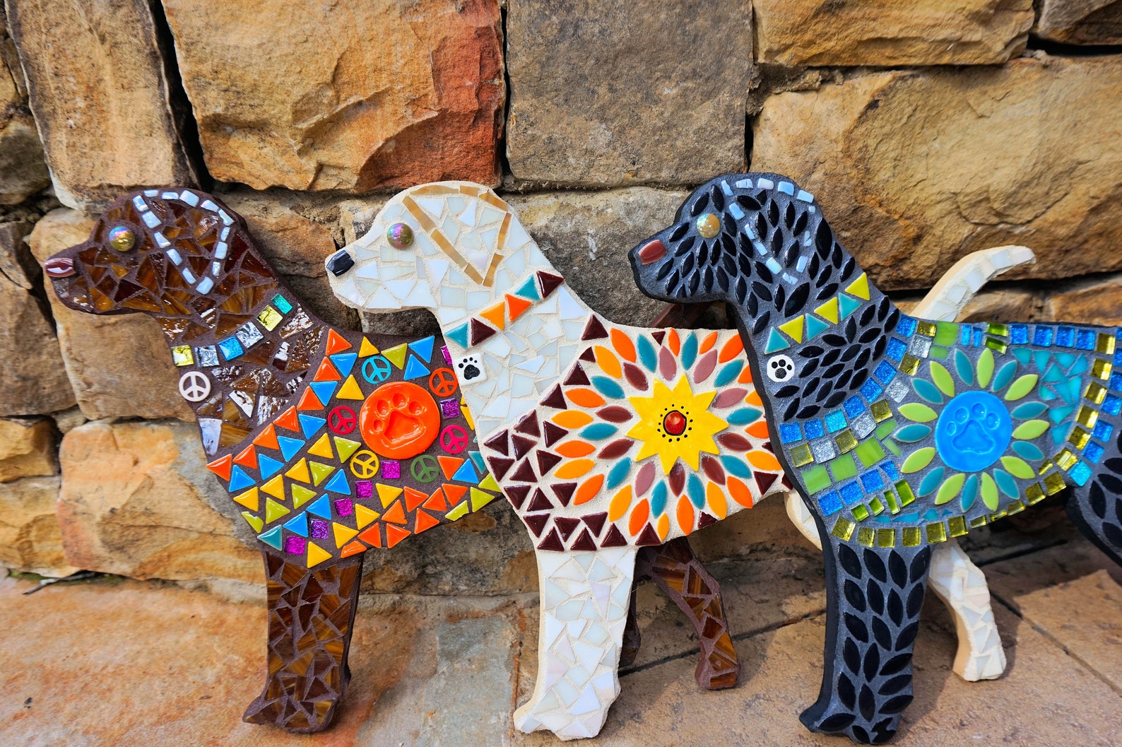 Mosaic Labrador Retrievers Stained Glass Decor Custom Tiles - Etsy