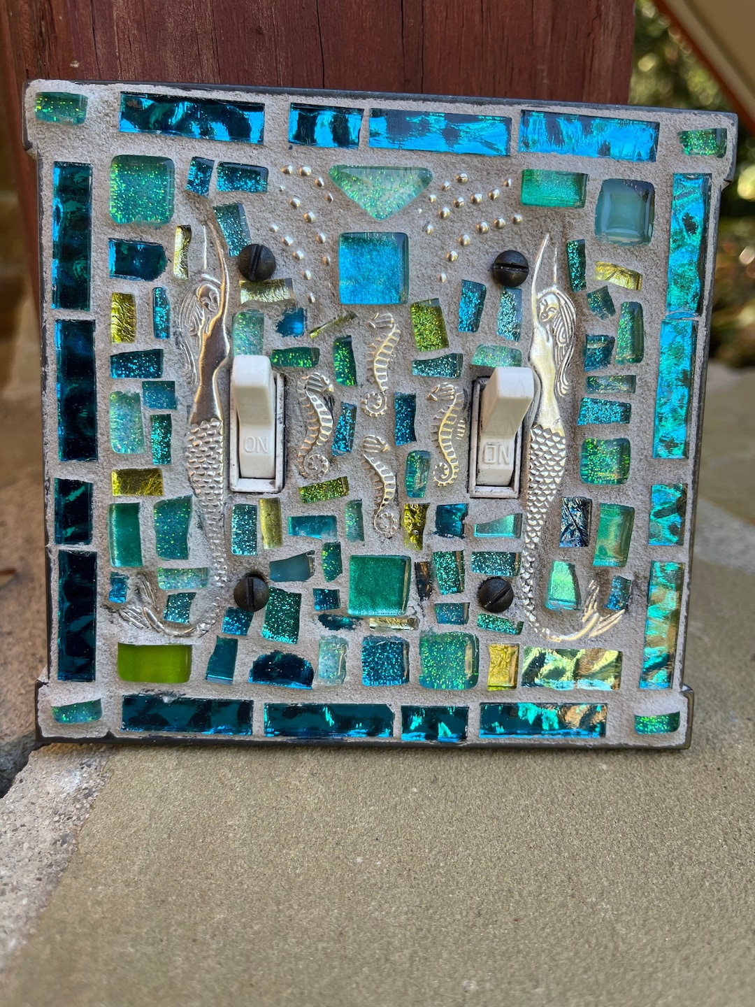 Mermaid Mosaic Light Switch Covers Double Toggle Plate CUSTOM - Etsy