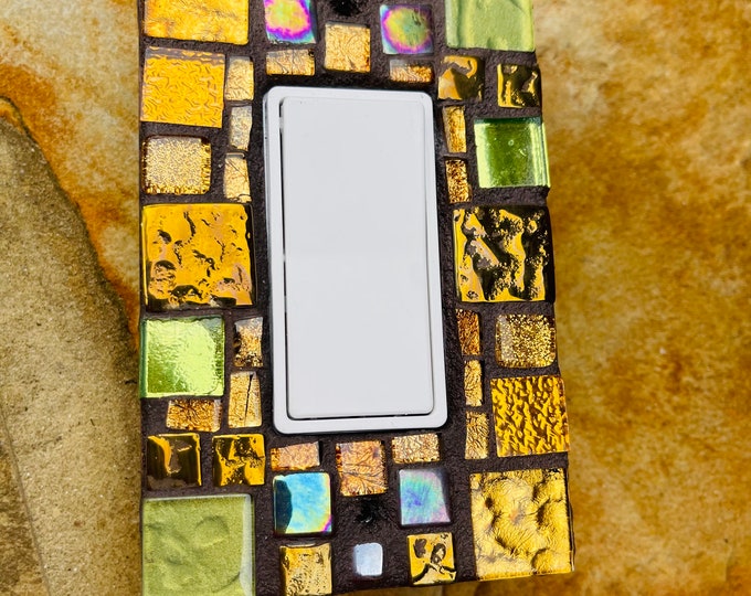 Green Bronze ROCKER Plate Light Switch Plates Cover Stained Glass Decor ...