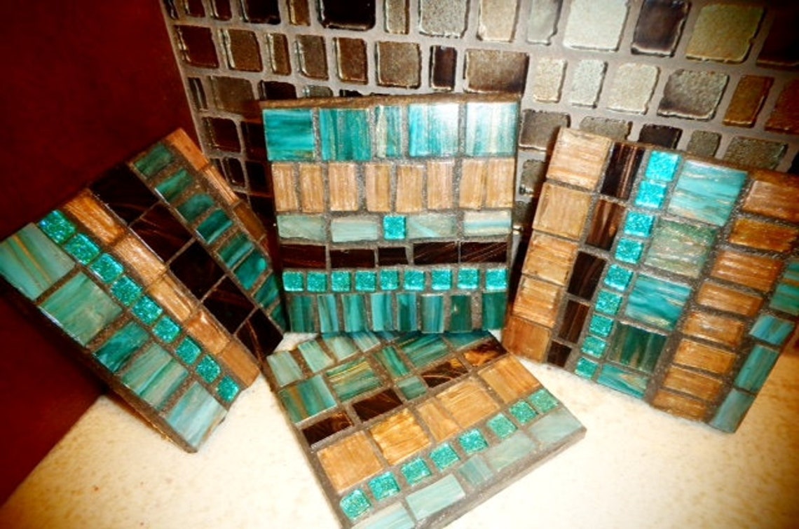 Mosaic Coasters Set Bar Ware Functional Housewarming Gift - Etsy
