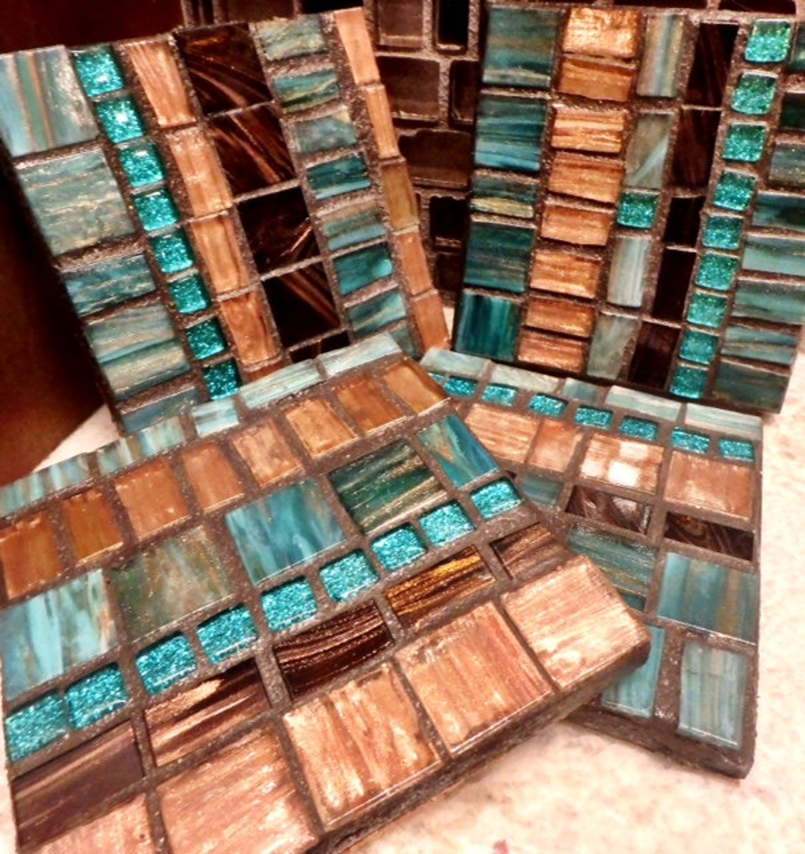 Mosaic Coasters Set Bar Ware Functional Housewarming Gift - Etsy