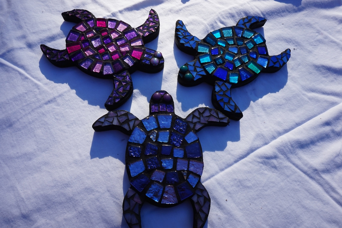 Mosaic Turtle Wall Hanging Beach Lover Themed Sea Art Stained - Etsy