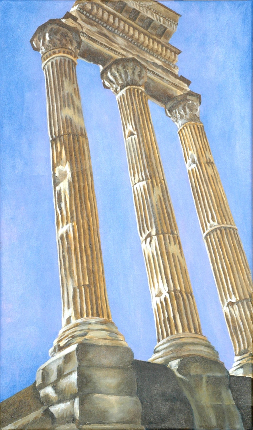 Roman Forum Columns Original Acrylic Painting 15" X 26" - Etsy