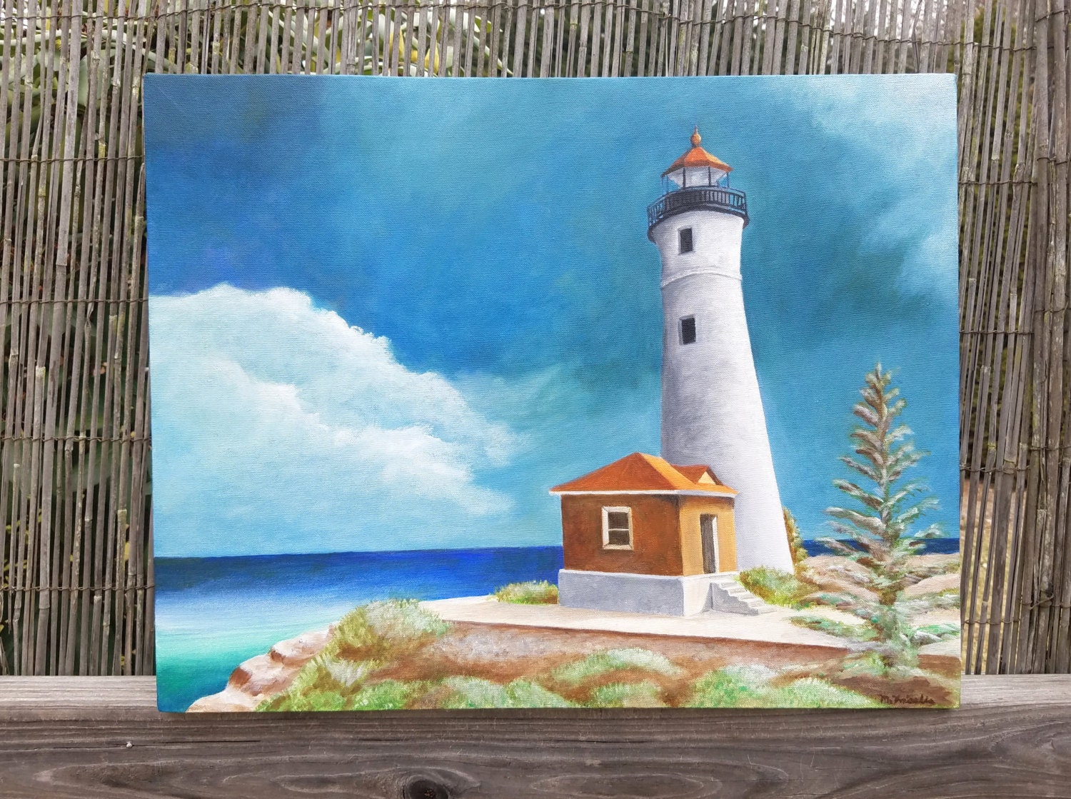Crisp Point Lighthouse Original Acrylic Painting 16" X 20" - Etsy