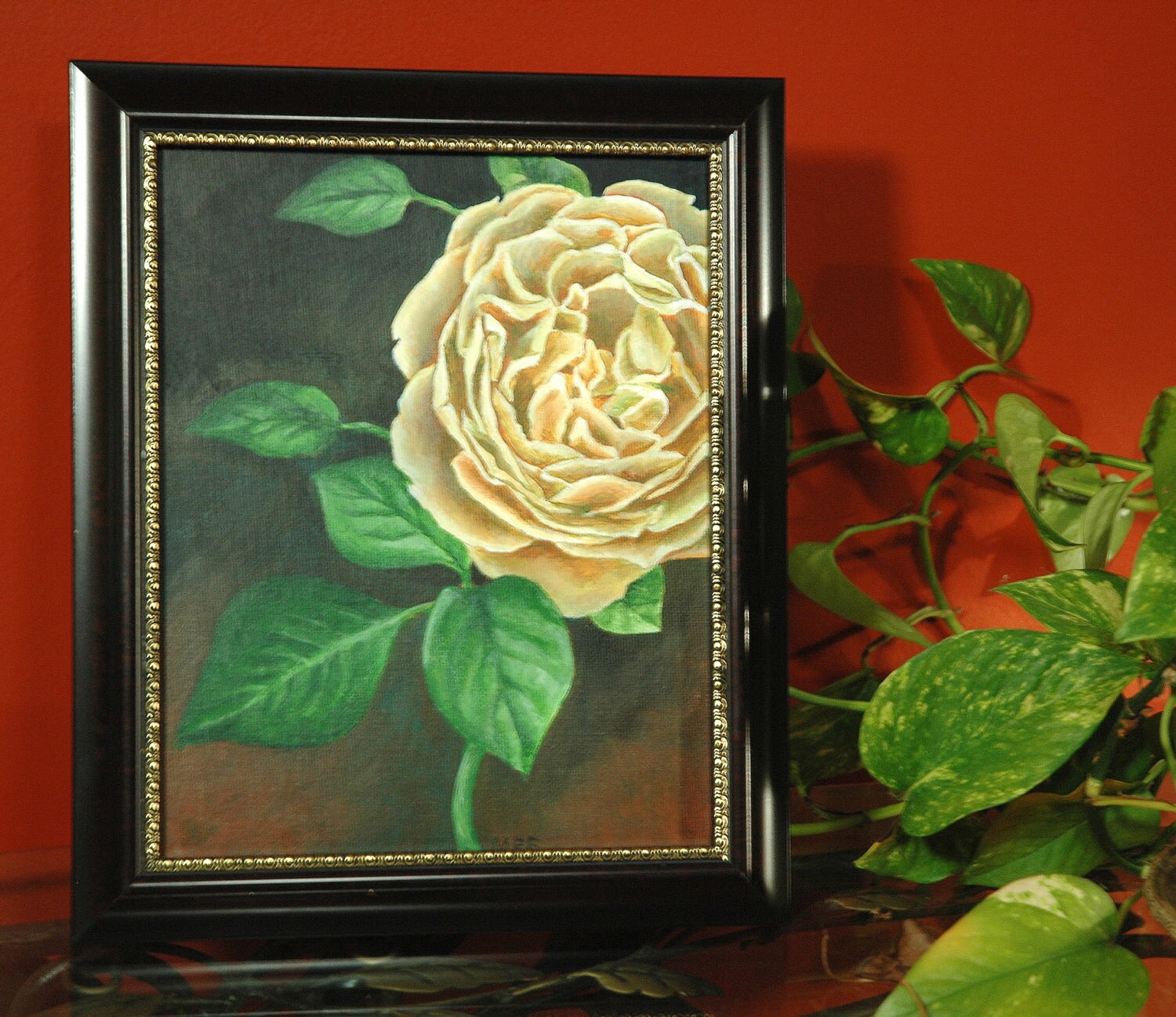 Gold Rose Original Acrylic Painting 8" X 10" - Etsy