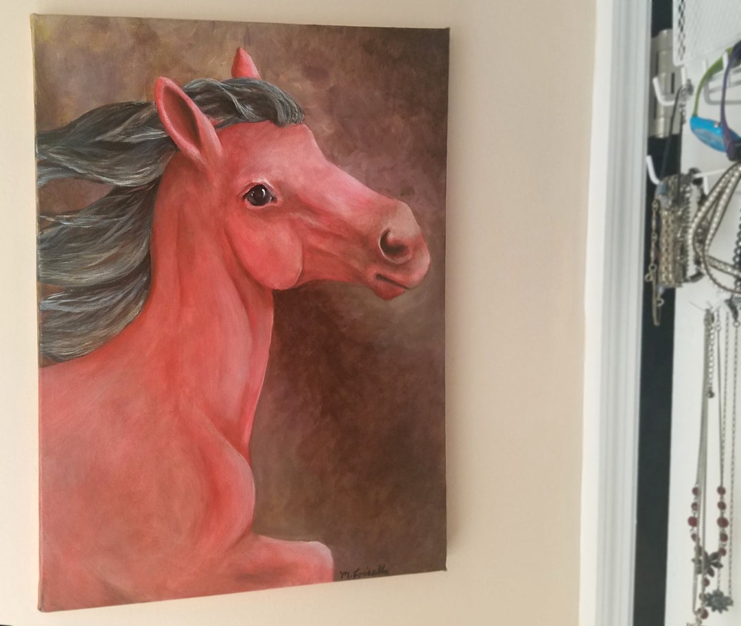 Wild Red Horse Original Acrylic Painting 14" X 18" - Etsy
