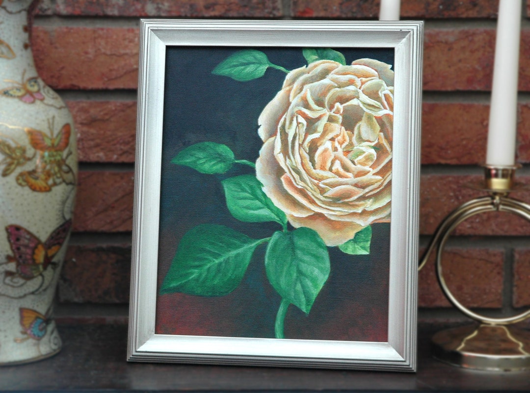 Gold Rose Original Acrylic Painting 8" X 10" - Etsy