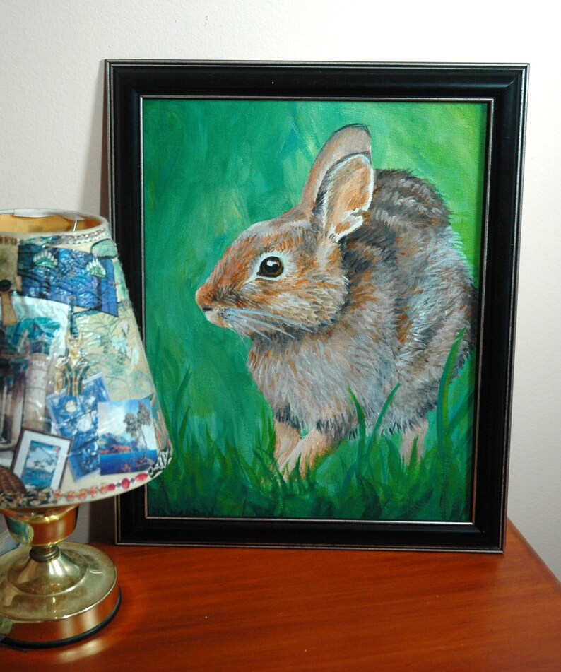 Wild Rabbit Eating Clover Original Acrylic Painting 11" X 14" - Etsy