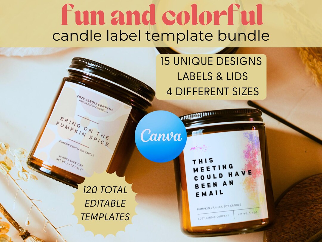 Fun and Colorful Candle Label Template | Editable and Customizable ...