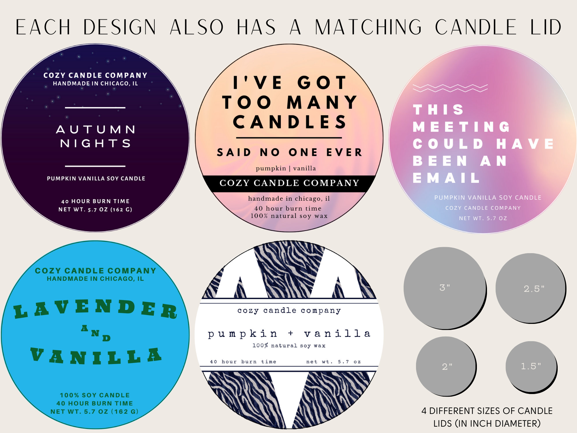 Fun and Colorful Candle Label Template | Editable and Customizable ...