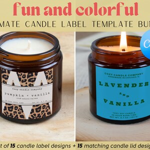 Fun and Colorful Candle Label Template | Editable and Customizable ...