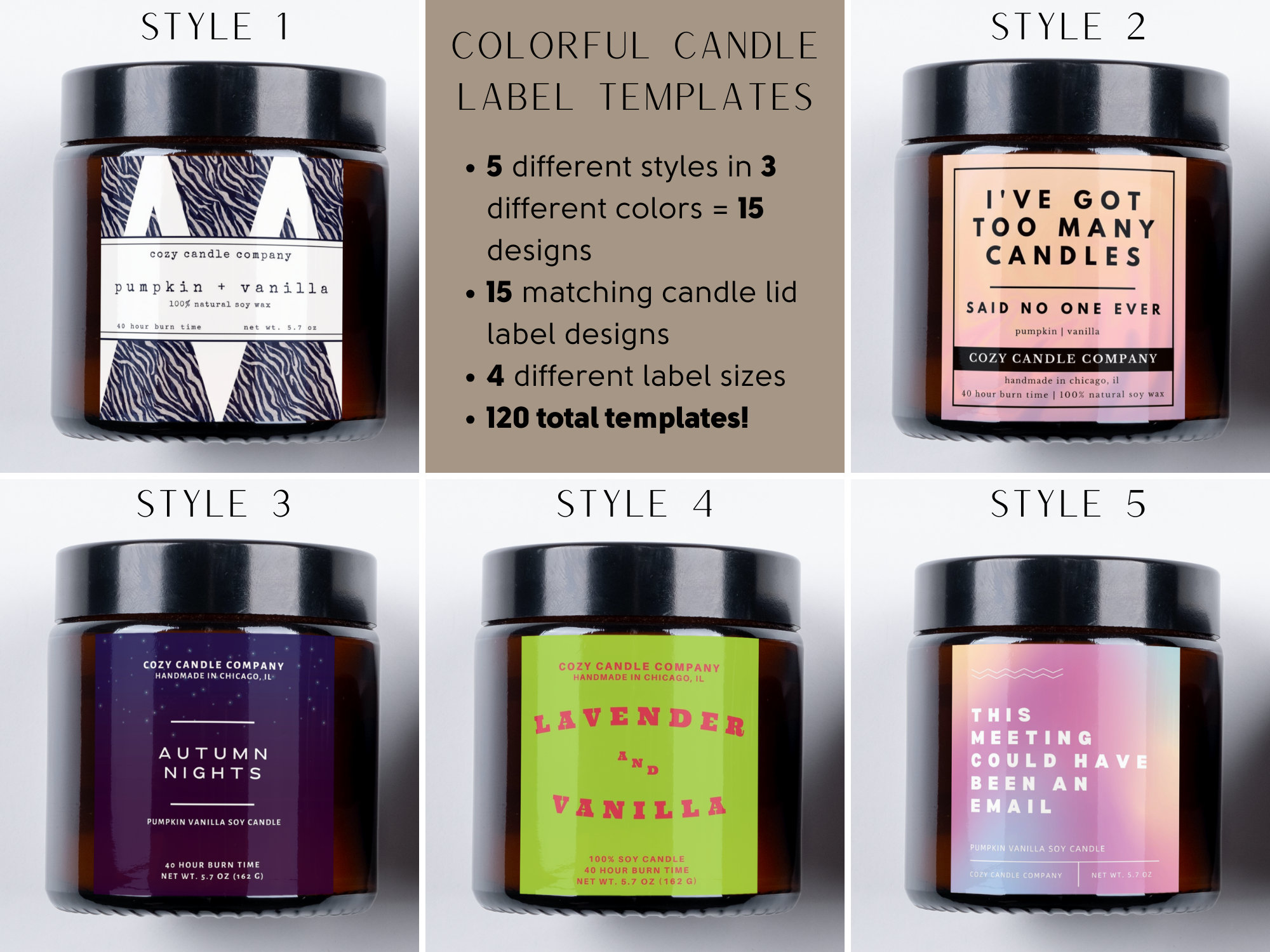 Fun and Colorful Candle Label Template | Editable and Customizable ...