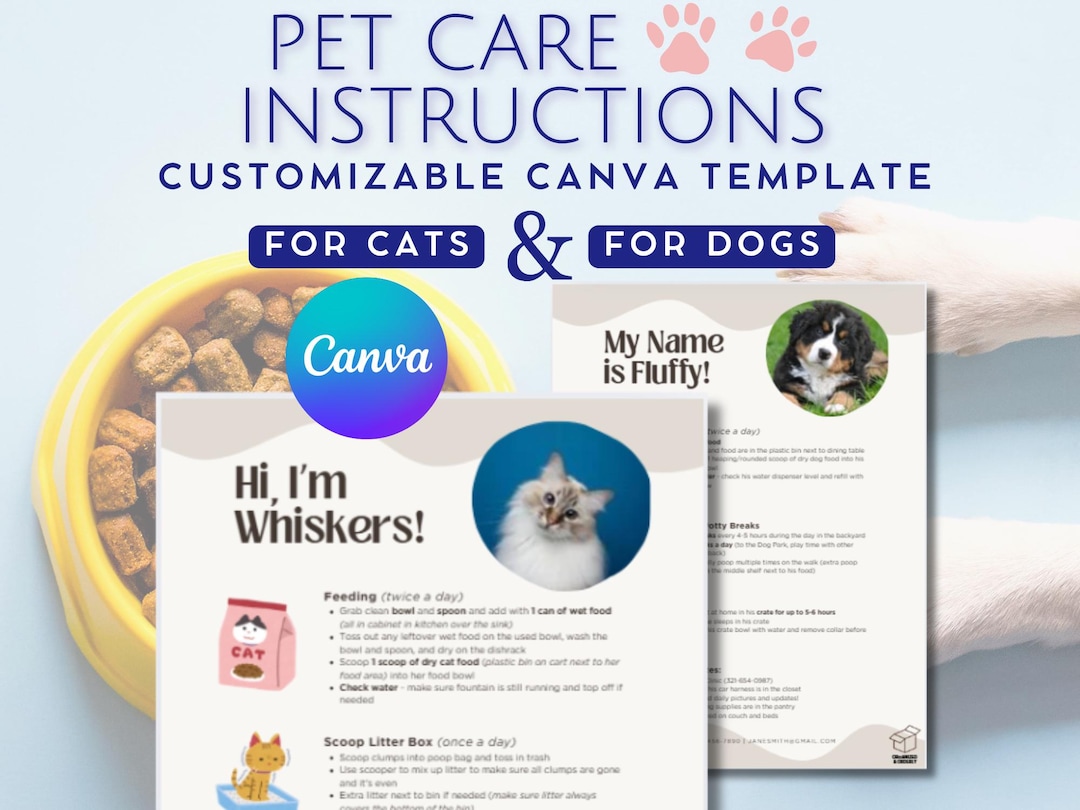 Simple Pet Care Instructions Template Bundle | Clean Design | Editable ...