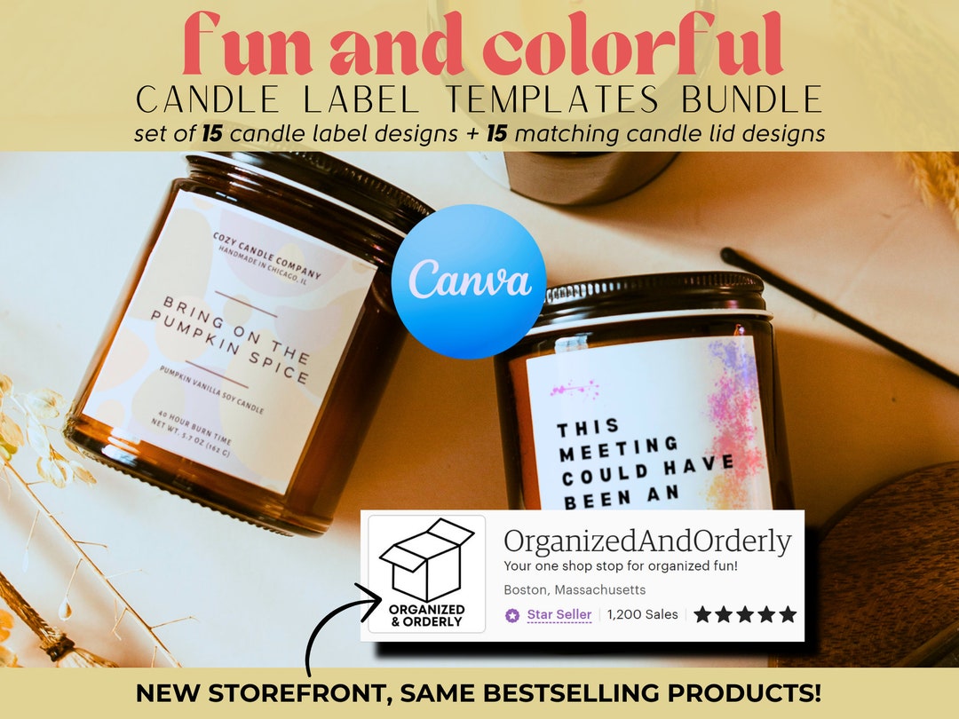 Fun and Colorful Candle Label Template Editable and Customizable Candle ...