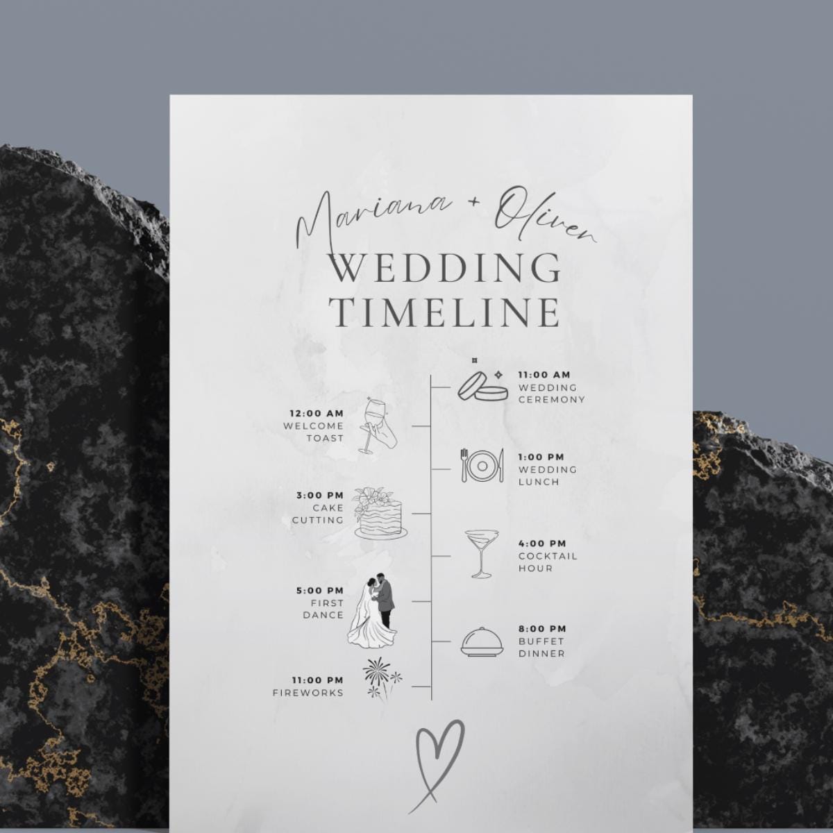 Wedding Timeline Template, Printable Timeline With Wedding Day Icons ...
