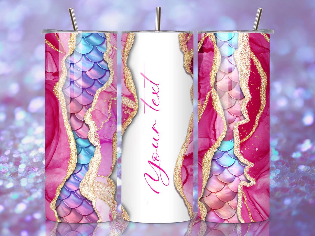 Agate Mermaid Glitter Tumbler Wrap: Personalized 20oz Skinny ...