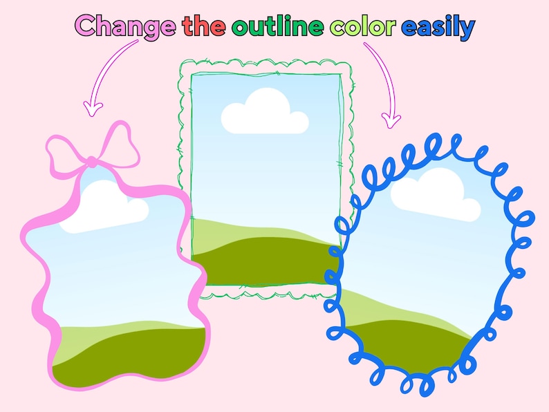 Wavy Doodle Border Canva Frames: Squiggly Design Bundle (digital ...