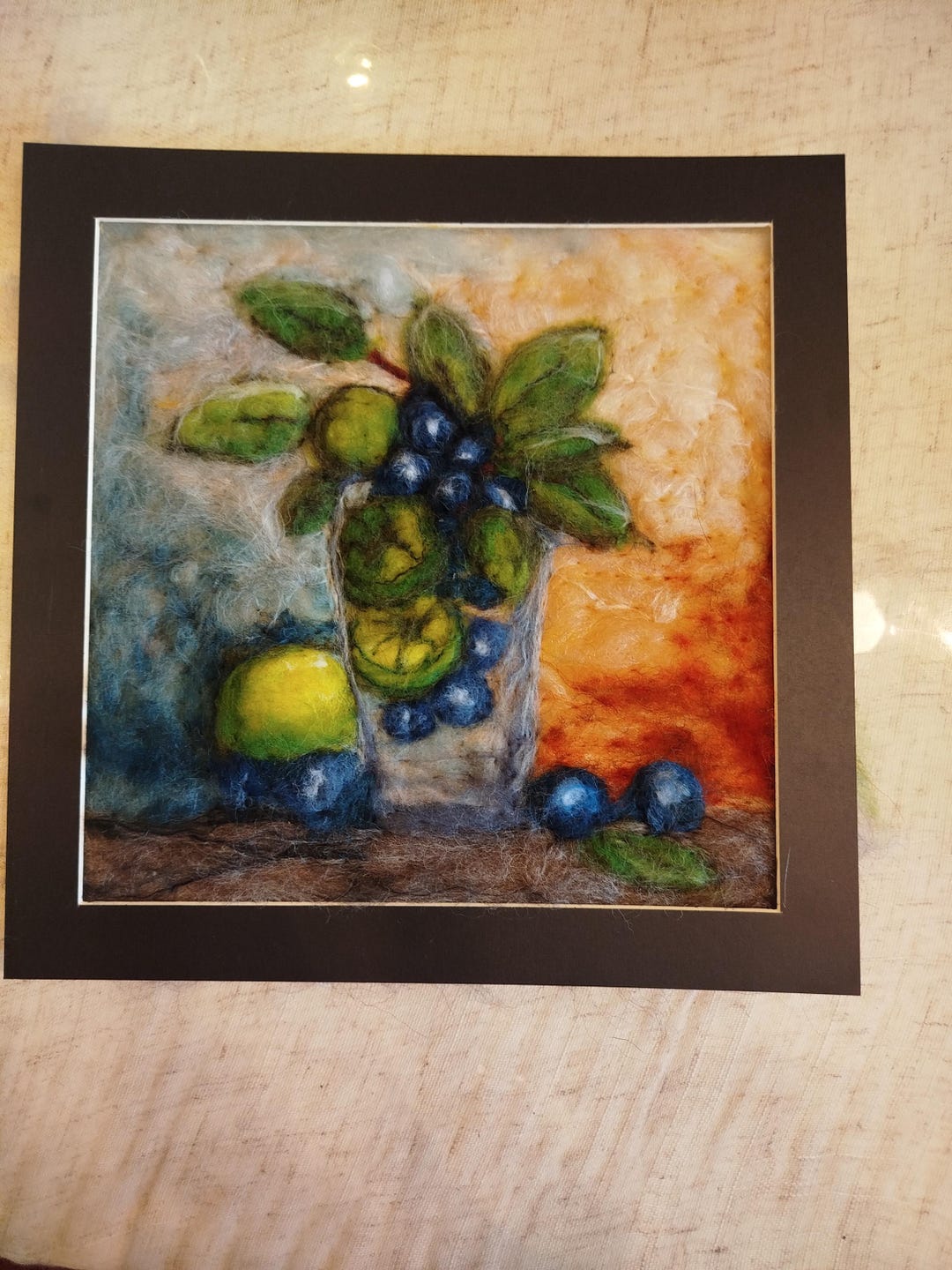 Dry Felt Wall Art, Still Life Berries | Hand-felted Art, Unique Piece ...