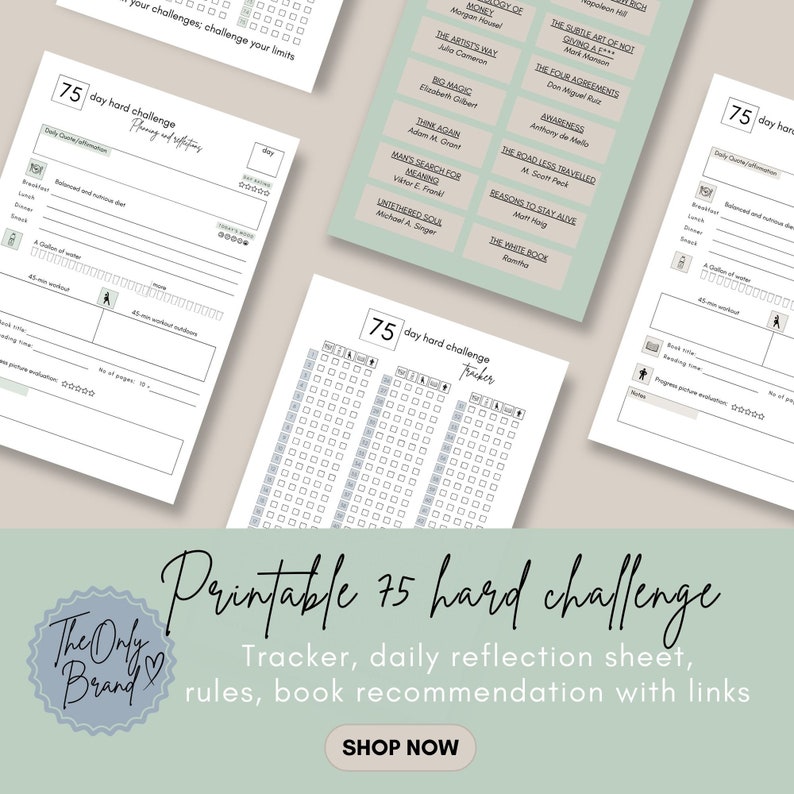 75 Day Hard Challenge Printable Tracker 75 Day Hard Challenge Daily ...