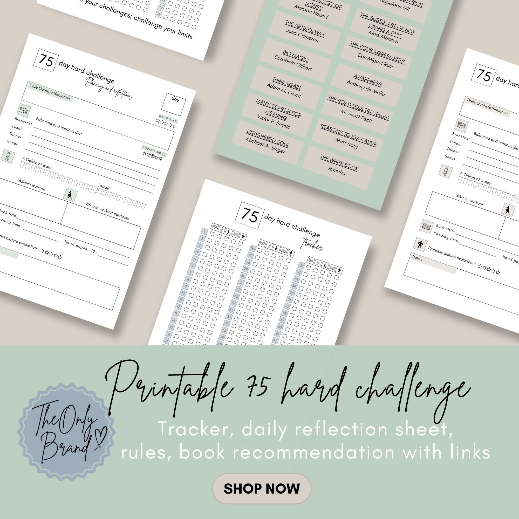 75 Day Hard Challenge Printable Tracker 75 Day Hard Challenge Daily ...