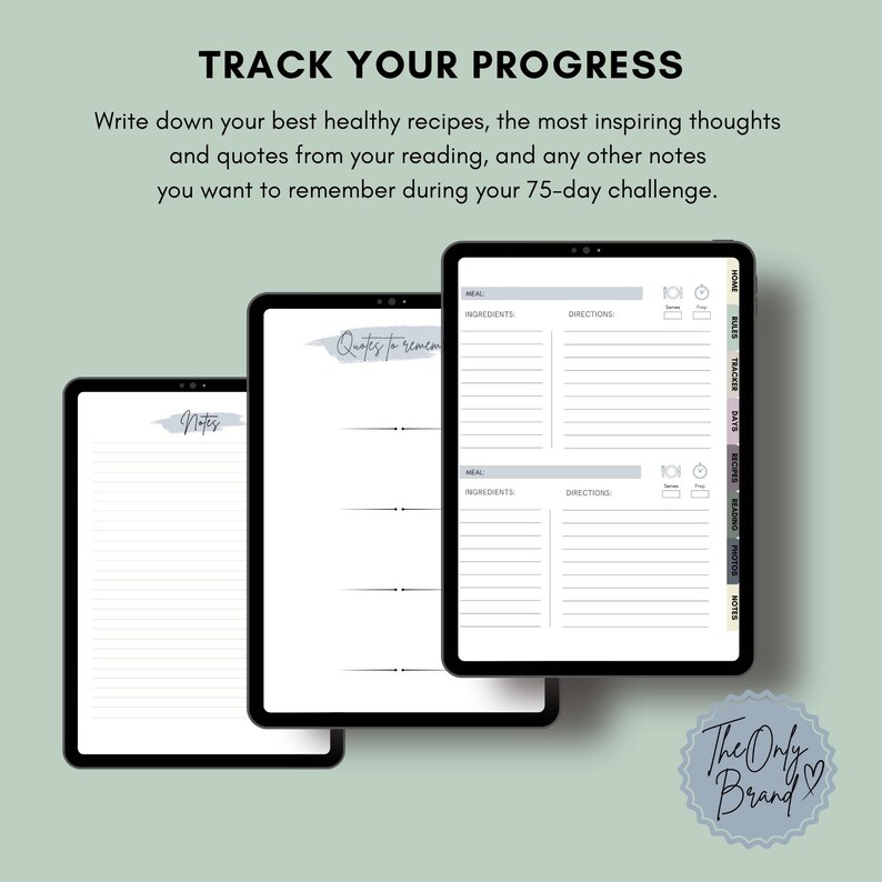 75 Day Hard Challenge Digital Planner and Tracker 75 Hard Journal ...