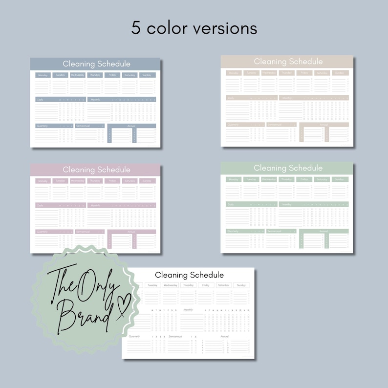 Cleaning Schedule Digital Printable | Daily | Monthly | Quarterly ...