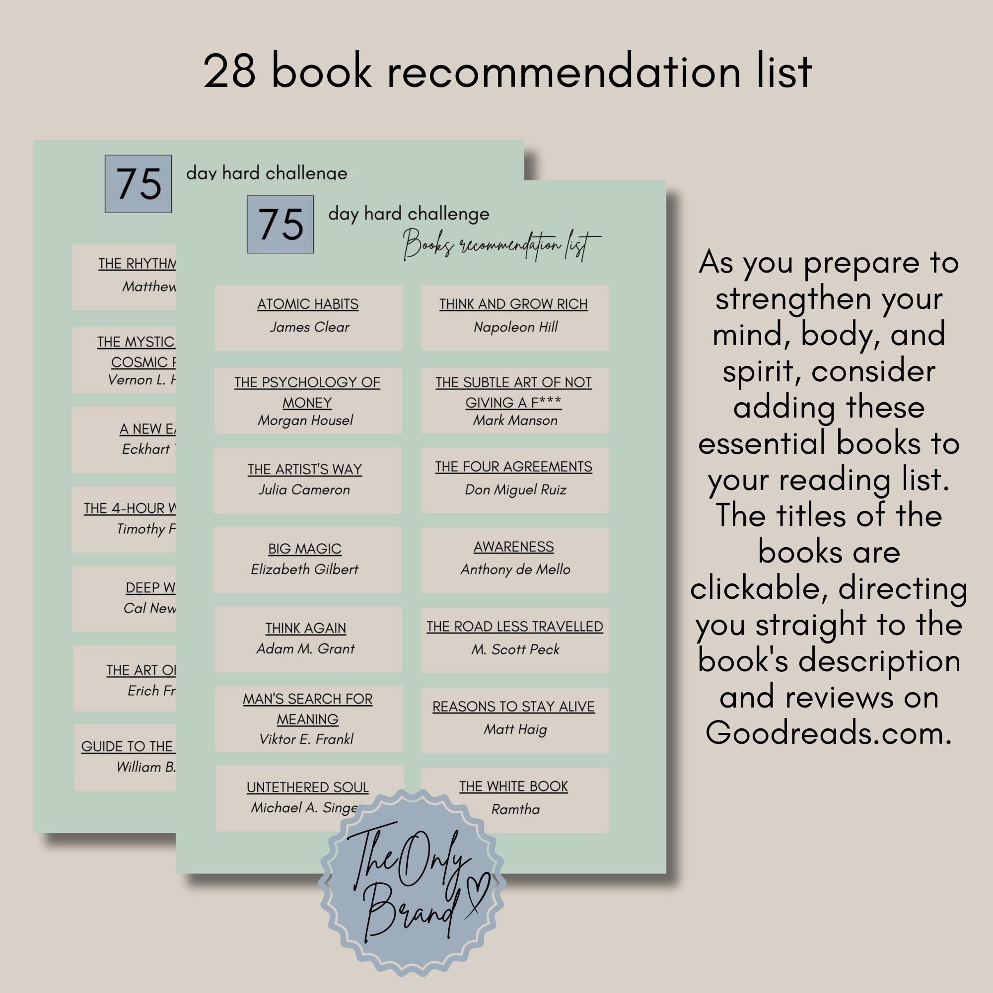 75 Day Hard Challenge Printable Tracker 75 Day Hard Challenge Daily ...